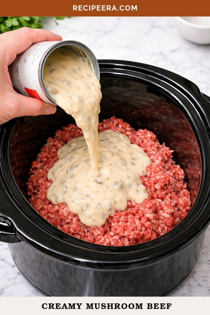 Crockpot Creamy Mushroom Beef | Recipeera